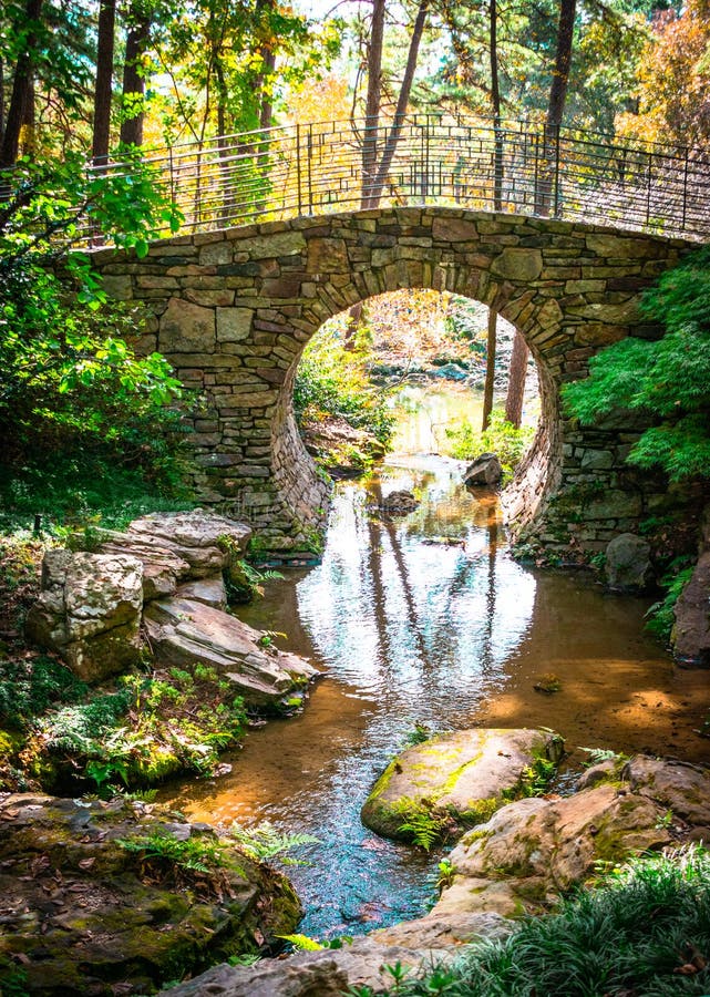 Scenic Stone Bridge Over a Woodland Stream Stock Image - Image of ...