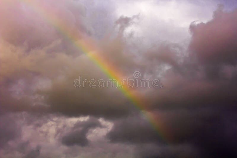 Scenic Storm Clouds and Rainbow in the Dark Sky Stock Photo - Image of ...
