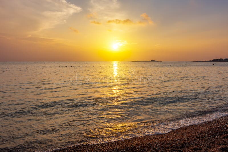 Scenic Summer Sunset on a Beach Stock Image - Image of scenic ...