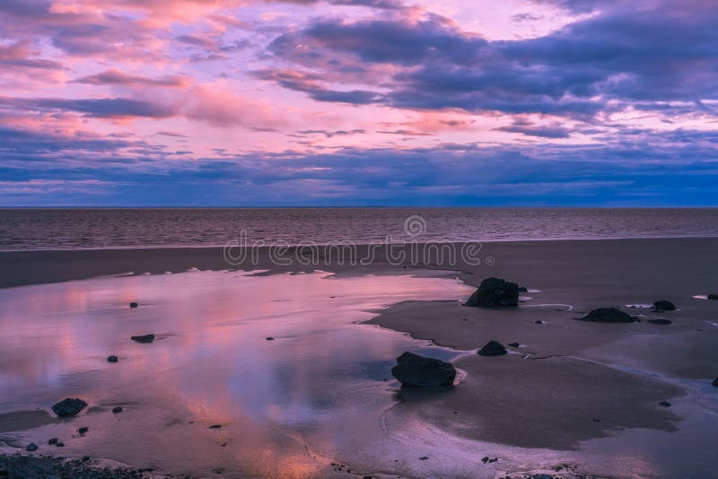 Scenic Sunset on the Alaska Coast Stock Image - Image of ocean, clouds ...