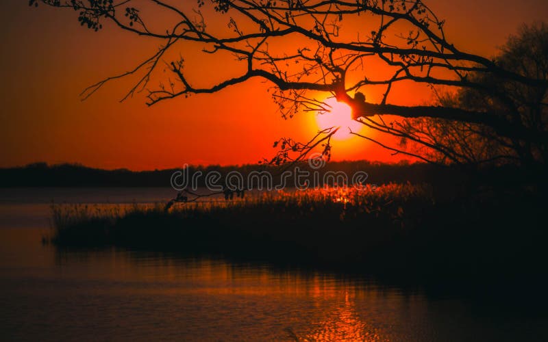 Scenic Sunset Over the Lake, Torgau, Germany Stock Photo - Image of afterglow, calm: 383541318