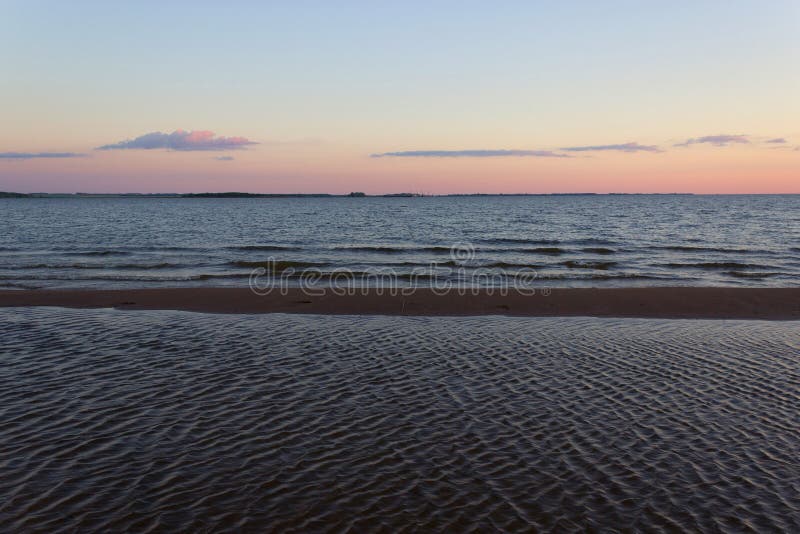Scenic Sunset Over Ocean Beach Stock Image - Image of open, aerial ...
