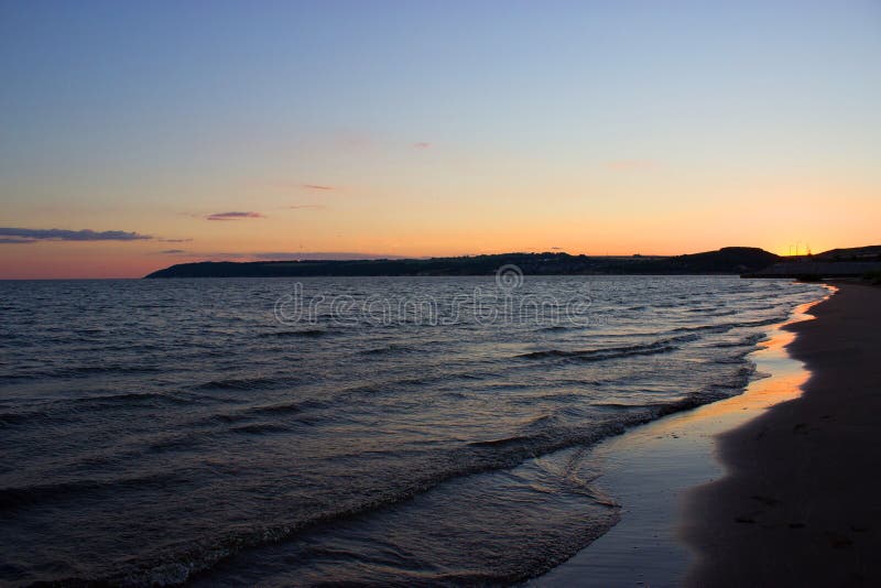 Scenic Sunset Over Ocean Beach Stock Image - Image of landscape ...