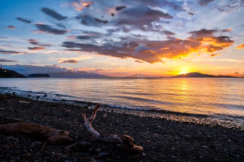 Scenic Sunset at the Shore of Batangas, Philippines Stock Image - Image ...