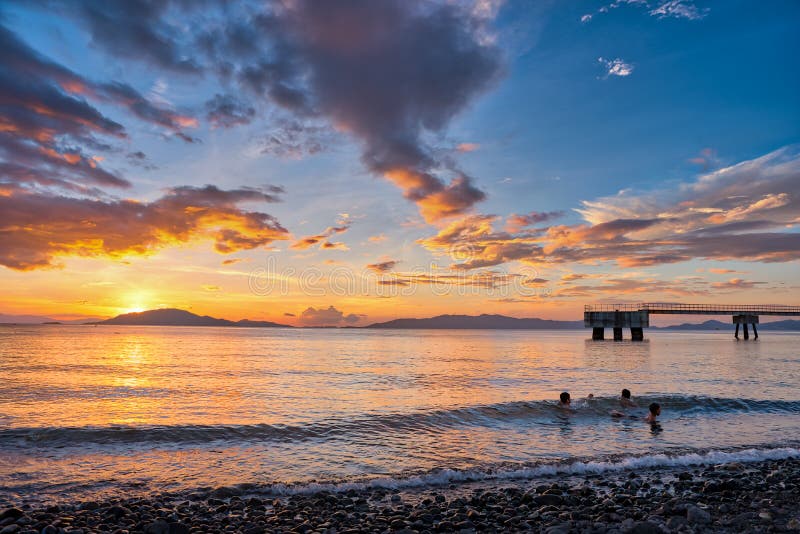 Scenic Sunset at the Shore of Batangas, Philippines Stock Photo - Image ...
