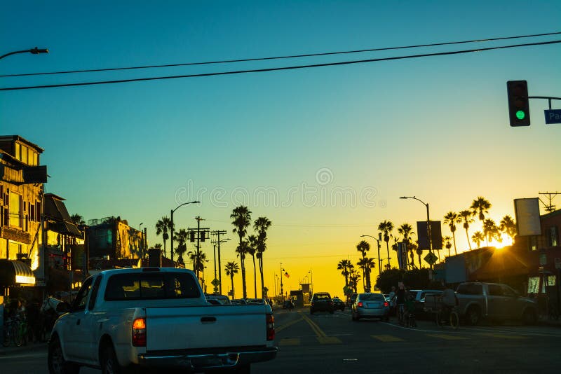 Scenic Sunset in Venice Beach Editorial Photography - Image of nature ...