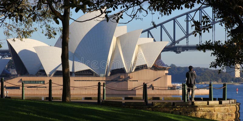 Lookout Point with Visitor, View To Famous Sydney Opera House and ...