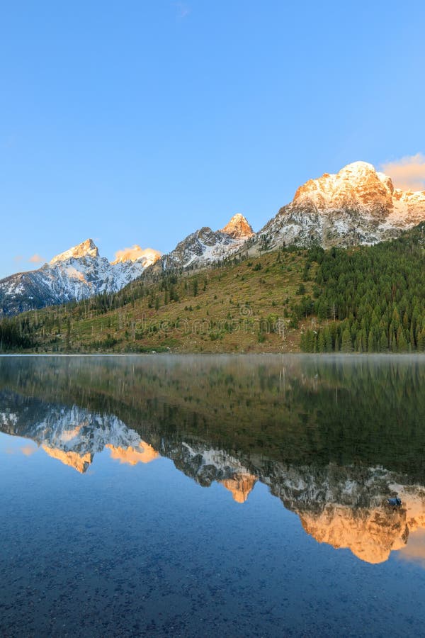 Scenic Teton Autumn Reflection in String Lake Stock Image - Image of ...
