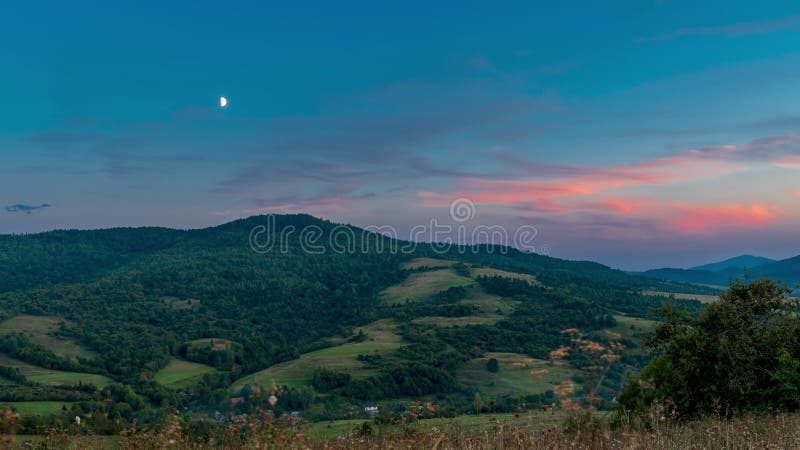 Scenic Timelapse of Dramatic Sky with Moon during Sunset. Romantic ...