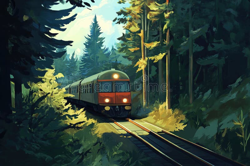 Scenic Train Journey through Lush Forest Stock Photo - Image of ...