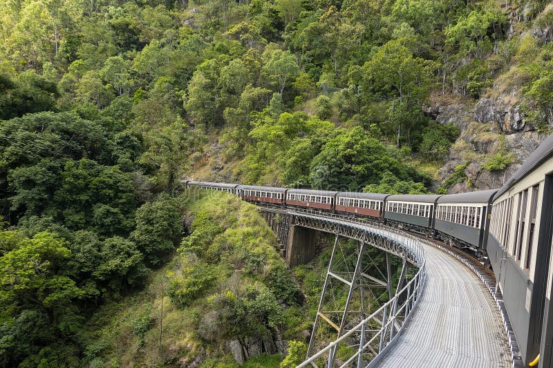 Scenic Train Ride Across a Bridge Cairns Australia Stock Image - Image ...