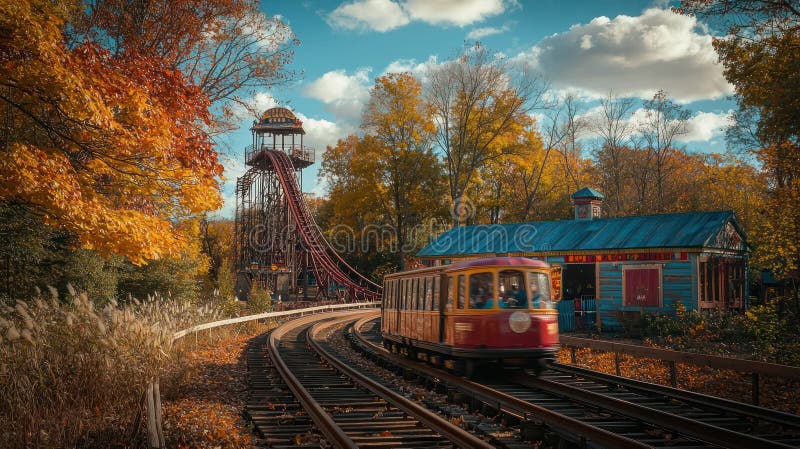 Scenic Train Ride through Autumn Foliage Stock Illustration ...