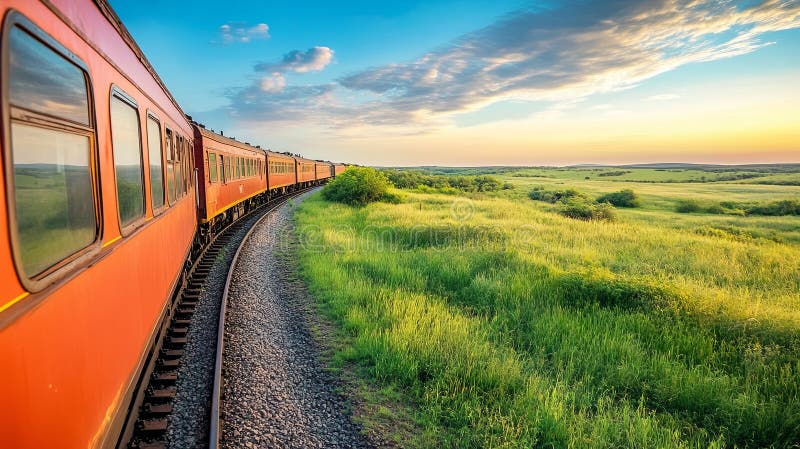 Scenic Train Rides through Countryside Landscapes. Stock Photo - Image ...