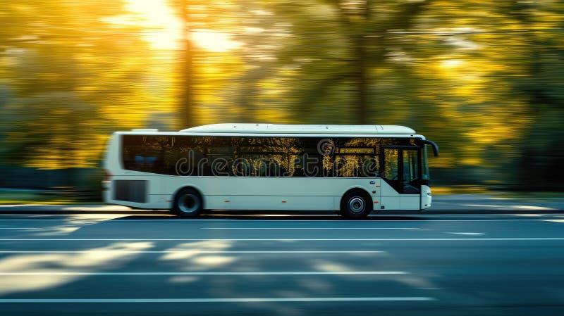 Scenic Travel Bus in Warm Summer Sunlight. Stock Illustration ...