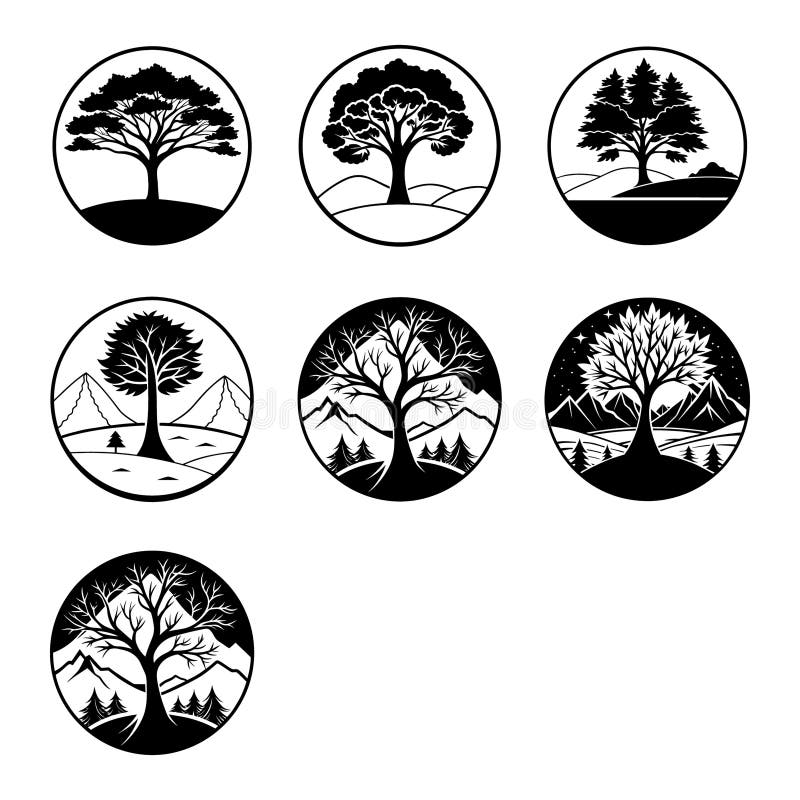 Scenic Tree Landscape Vector Illustrations Stock Illustration ...