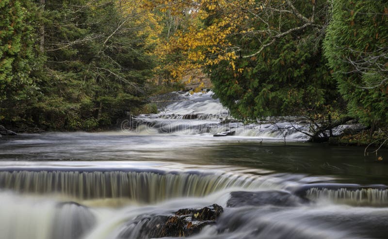 Scenic Upper Bond Falls Near Paulding in Michigan Upper Peninsula Stock ...