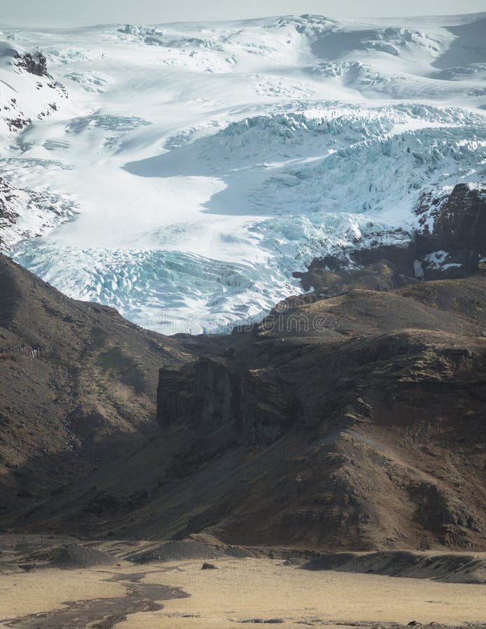 Scenic Vertical View of Rocky Mountains and Glaciers in Iceland. Stock ...