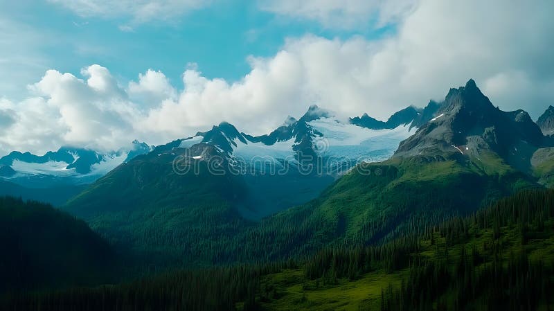 Majestic Alaskan Mountain Landscape with Cloudy Sky Stock Image - Image ...