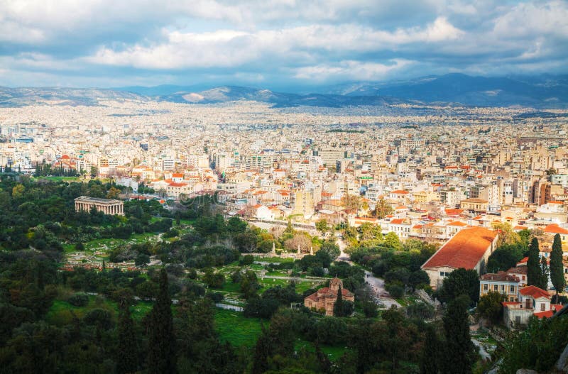 Scenic View of Athens, Greece Stock Image - Image of overview, greece ...