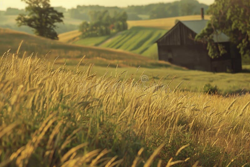 Scenic View of Barn in Tall Grass Field, Suitable for Agricultural ...