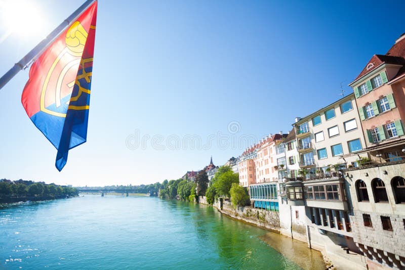 Scenic View of Basel Waterfront from Middle Bridge Stock Image - Image ...