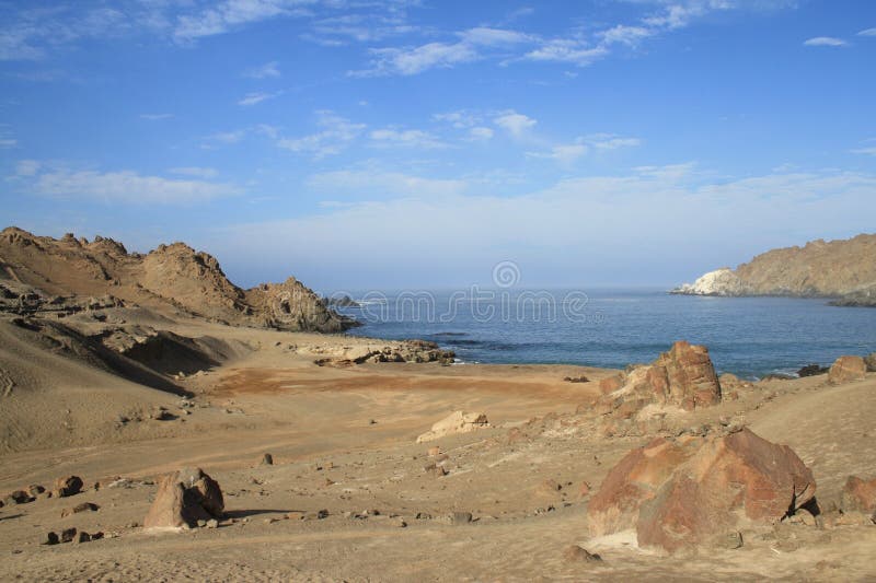 Scenic View of a Beach Featuring Cliffs Along the Shoreline. Peru Stock ...