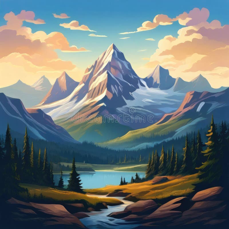 Scenic View of Beautiful Mountains at Sunrise Stock Image - Image of ...