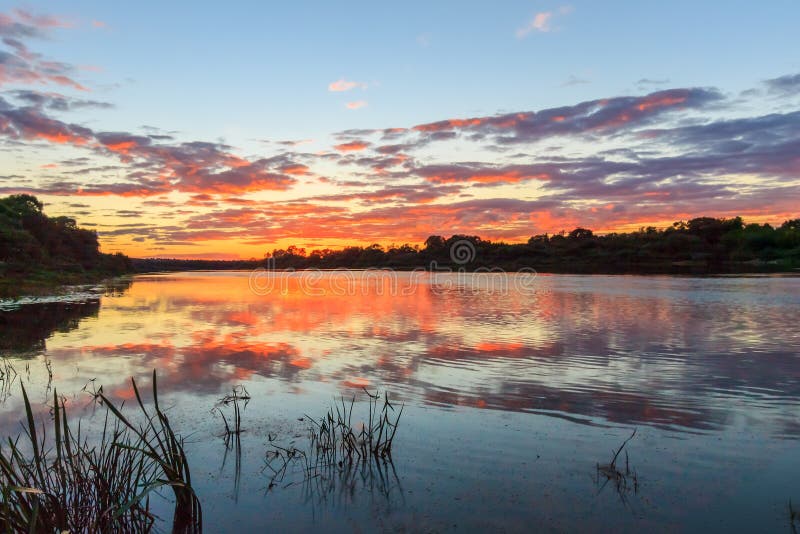 Scenic View of Beautiful Sunset Above the River at Summer Stock Image ...