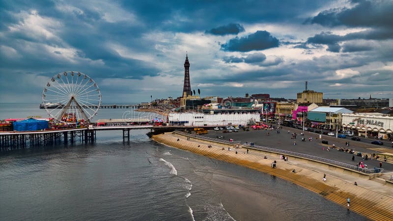 Scenic View of Blackpool Pier and Tower Stock Image - Image of building ...