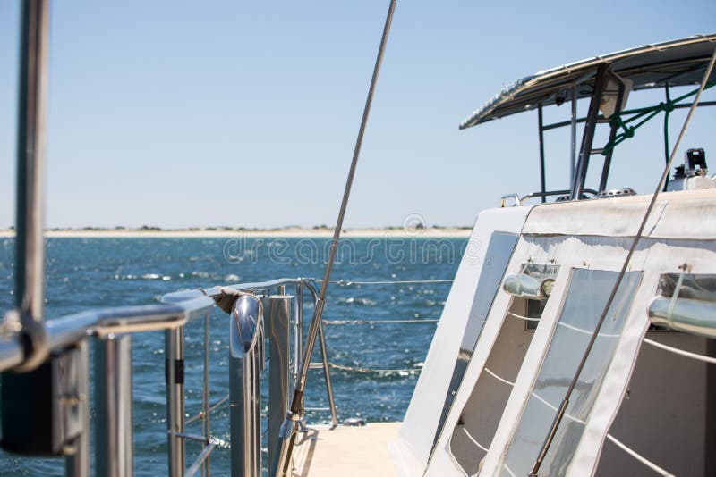 Scenic View of a Blue Sea from a White Boat Stock Image - Image of ...