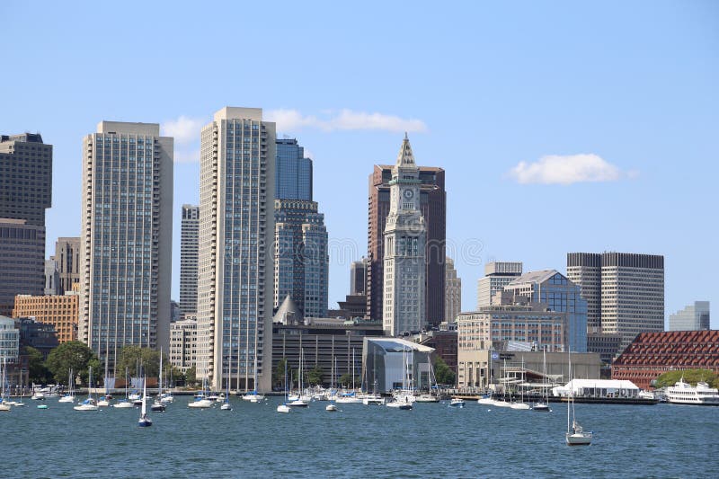 Scenic View of the Boston Harbour Skyline. Stock Photo - Image of ...