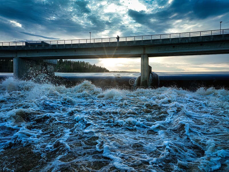 Scenic View of a Bridge Spanning a River with Rippling Waves Below ...