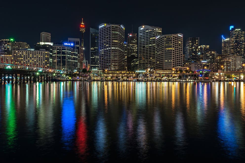 Scenic View of Brisbane CBD Illuminated at Night Editorial Image ...