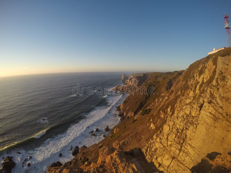 Cabo Da Roca Cliffs at Sunset Stock Image - Image of clear, beautiful ...