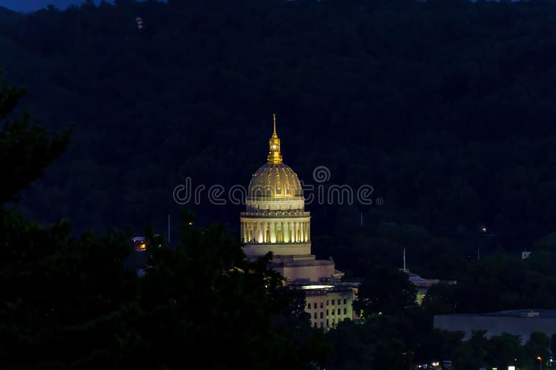 Scenic View of the Capitol Building Illuminated at Night in West ...