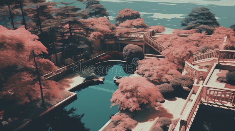 Breathtaking Aerial Scenic View with Flat Duotone Color Scheme Stock ...