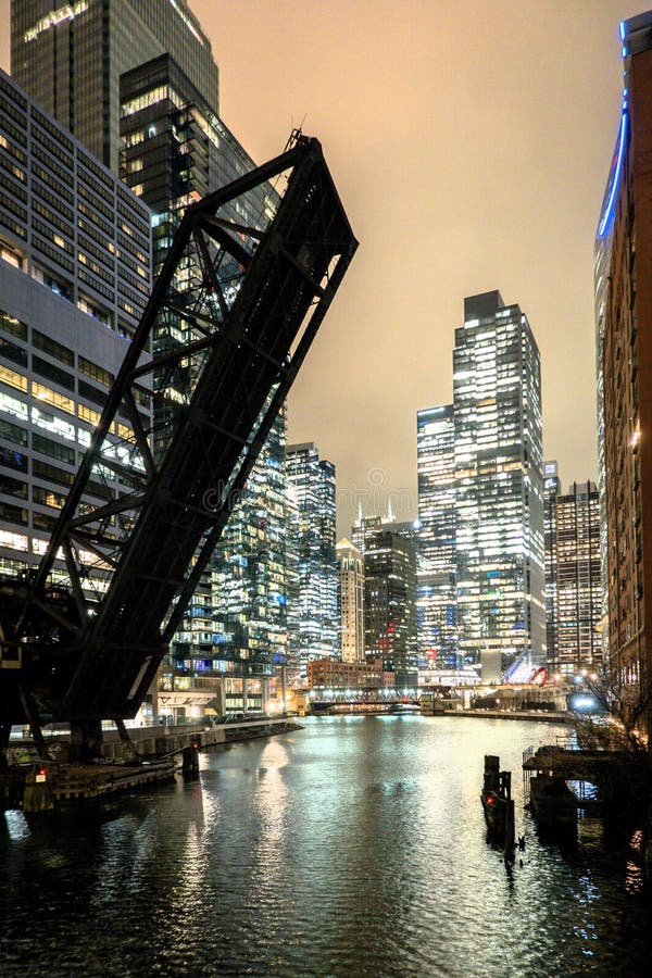 Scenic View of Chicago Illinois City at Night Stock Photo - Image of ...