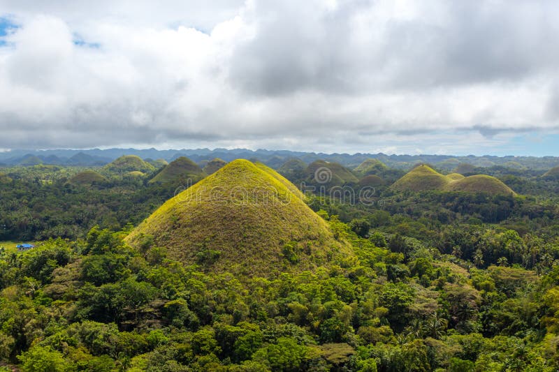 Scenic View of Chocolate Hills Under Cloudy Sky- Bohol- Philippines ...