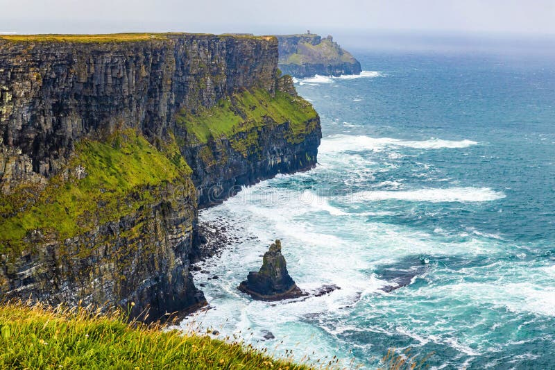 Scenic View of the Cliffs of Moher in Summer at Sunrise Stock Image ...