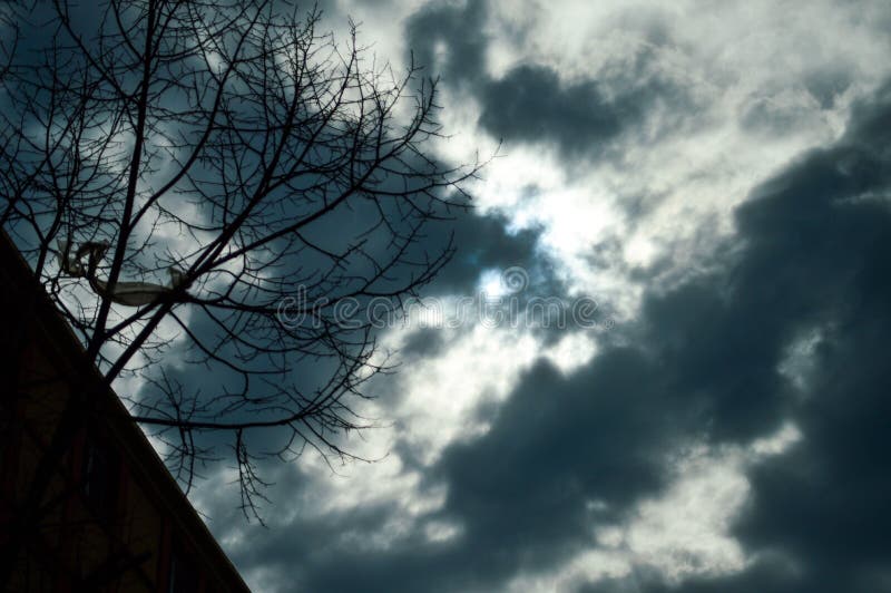 Scenic View Of A Cloudy Dark Sky - Perfect For Wallpaper Stock Photo ...
