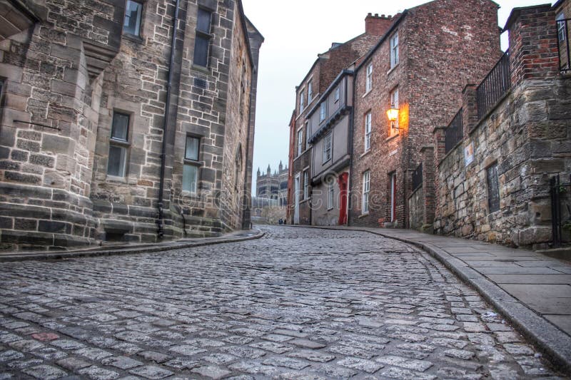 Scenic View of the Cobblestone Streets of Durham, United Kingdom Stock ...