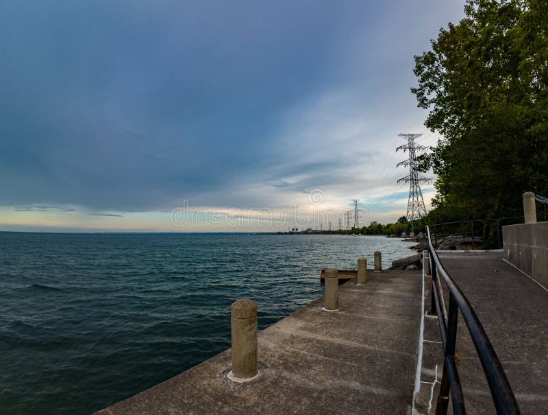 Scenic View of a Concrete Beach on a Gloomy Day Stock Photo - Image of ...