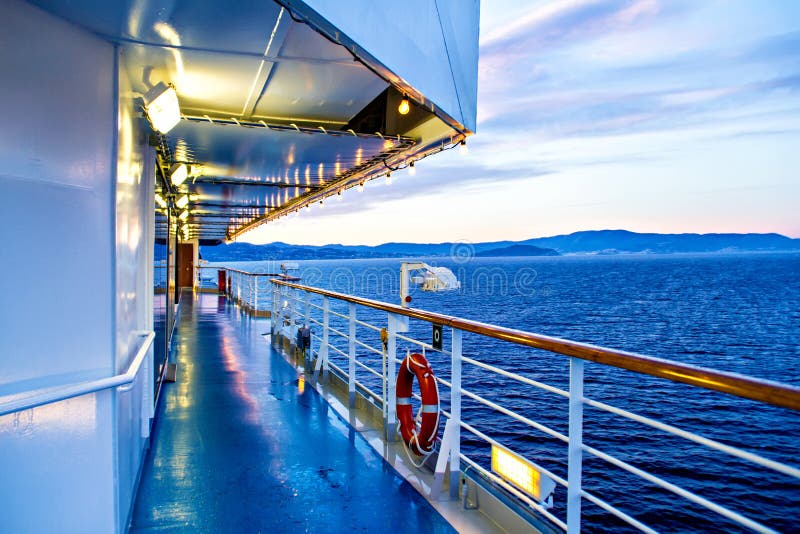 Scenic View of Cruise Ship Deck and Sea Stock Image - Image of nature ...