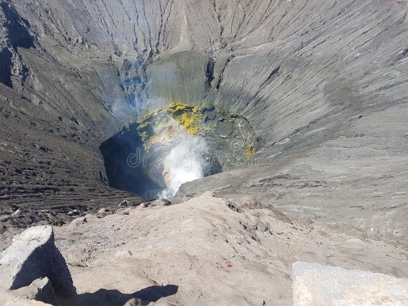Scenic View of a Dangerous Deep Volcanic Hole Cave in the Ground Stock ...