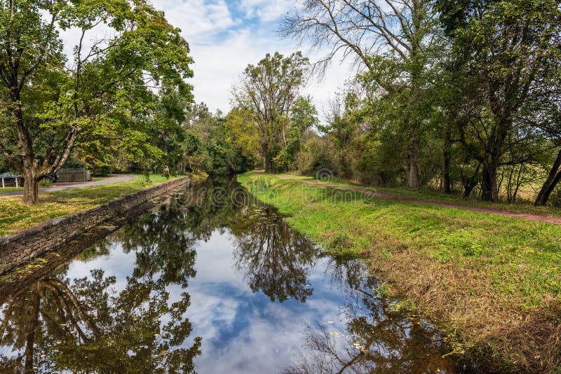 Scenic View Delaware Canal stock image. Image of reflections - 129112217