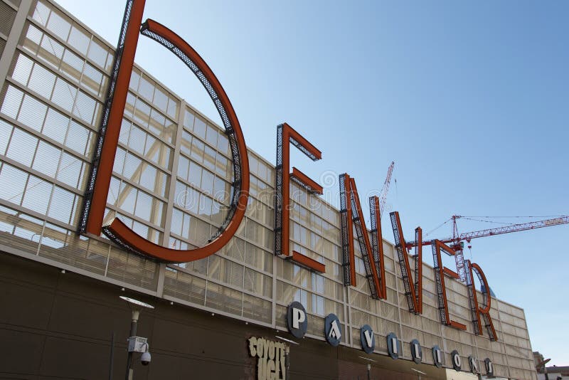 Scenic View of the "Denver" Pavilion Sign on a Blue Sky Background ...