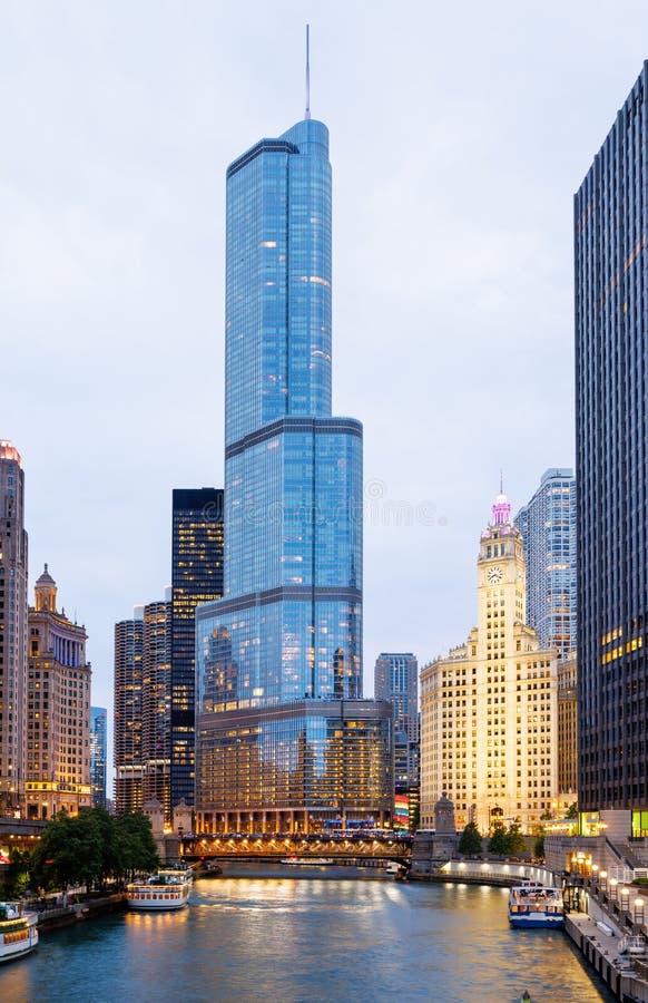 Scenic View of Downtown Chicago during Sunset Stock Photo - Image of ...