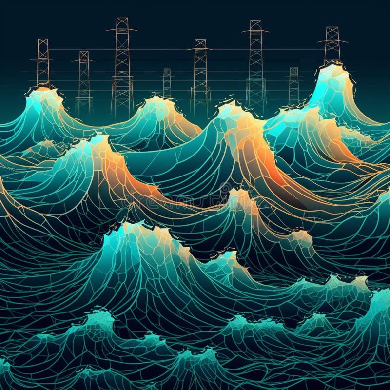 Scenic View of Dramatic Waves Under a Sunset Sky, AI-generated. Stock ...