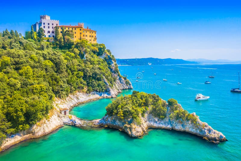 Scenic View of Duino Castle and Stunning Adriatic Coastline Near ...