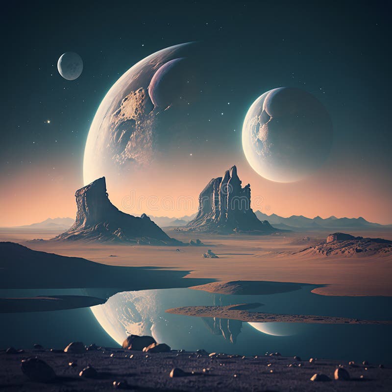 Scenic View of a Far Off Planet. Created Using Ai Generative. Stock ...